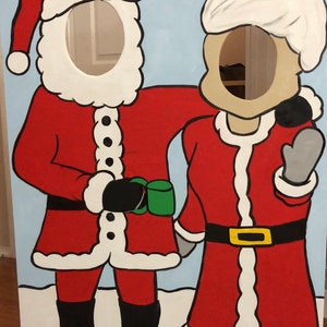 Santa and Mrs Claus Photo Booth Prop, Face in Hole Photo Op Stand-in ...