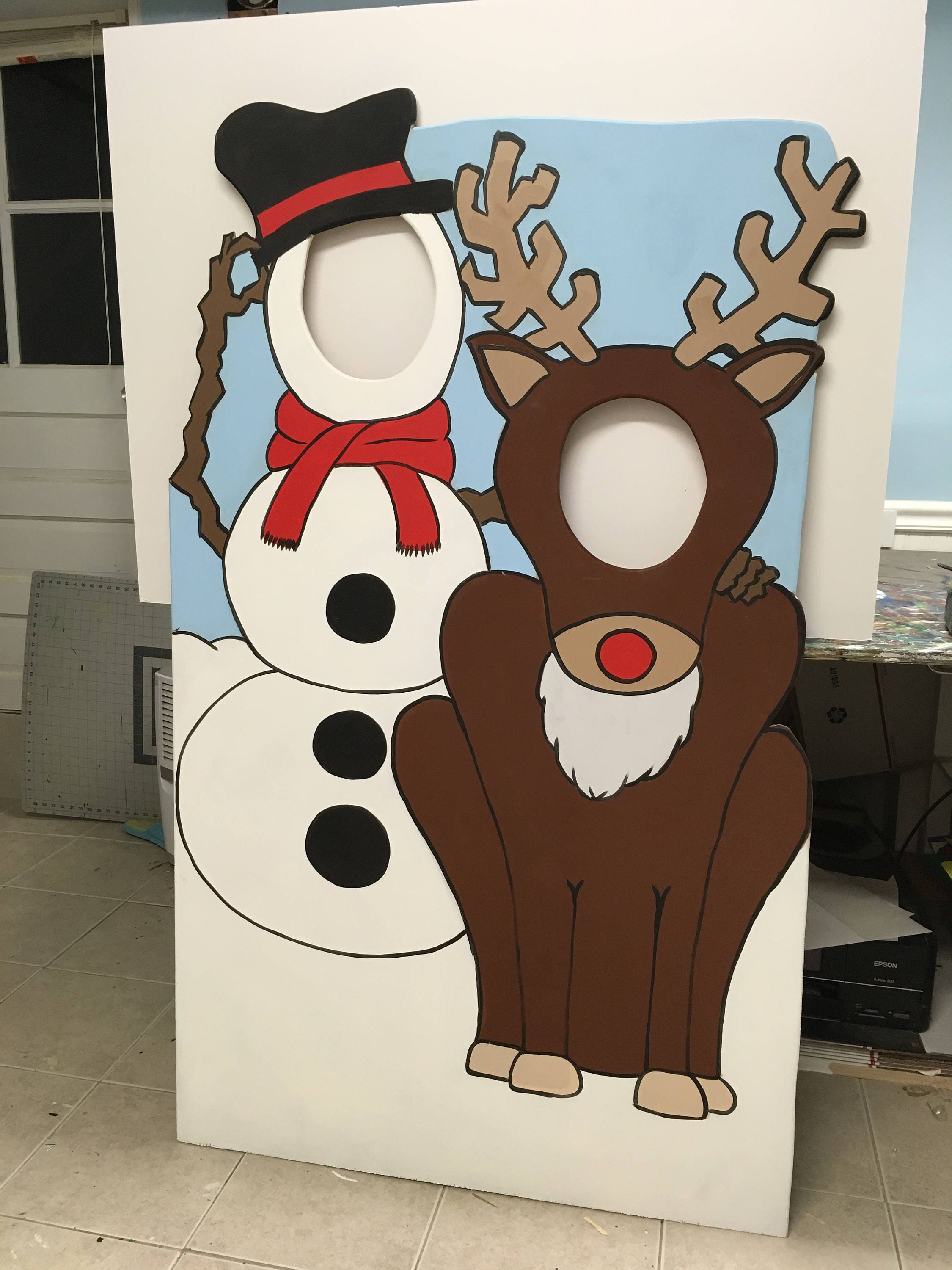 Frosty Photo Booth Prop Noël Party décor Face au trou Prop | Etsy