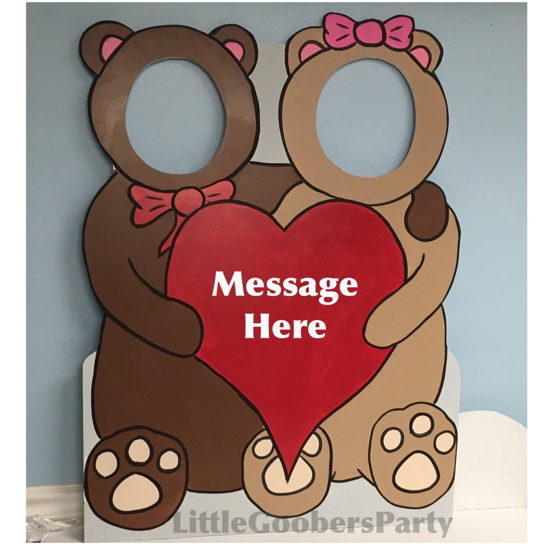 Teddy Bear Photo Booth Prop Standee, Personalized Valentines Day Photo ...