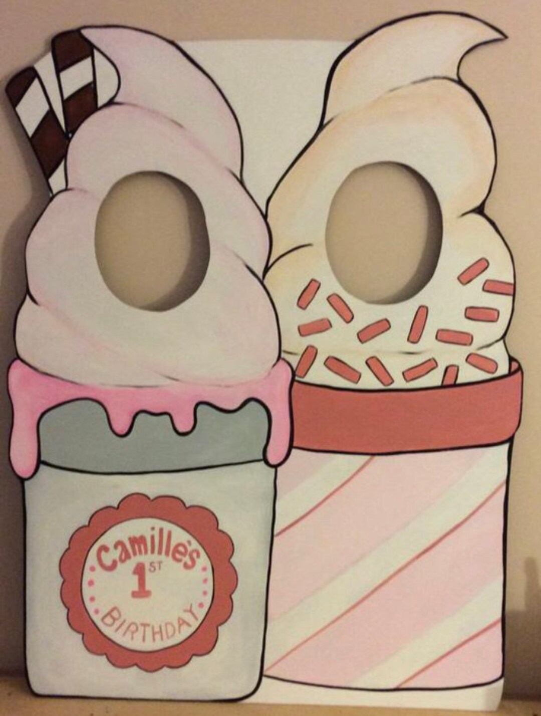 Frozen Yogurt Display Board, Birthday Photo Booth Prop, Face in Hole ...
