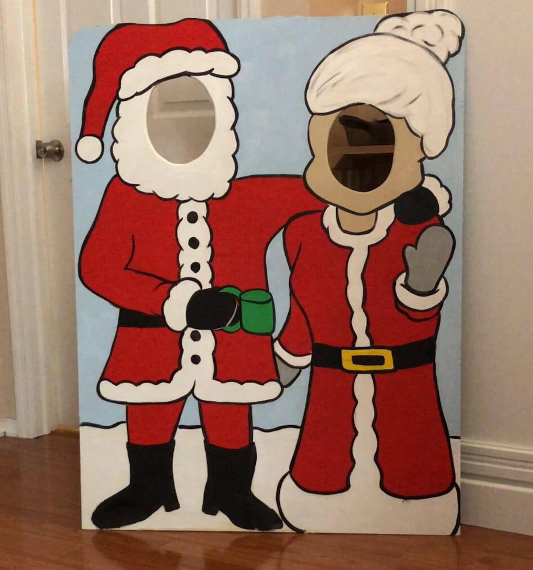 Santa and Mrs Claus Photo Booth Prop, Face in Hole Photo Op Stand-in - Indoor / Outdoor ...