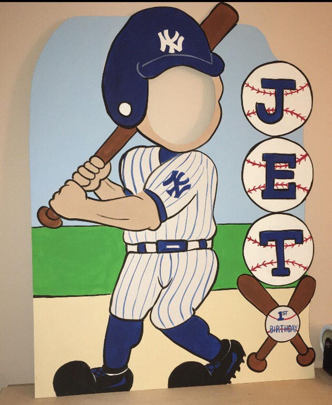 Baseball Photo Booth Prop Wooden . Personalized Baseball Player Photo ...