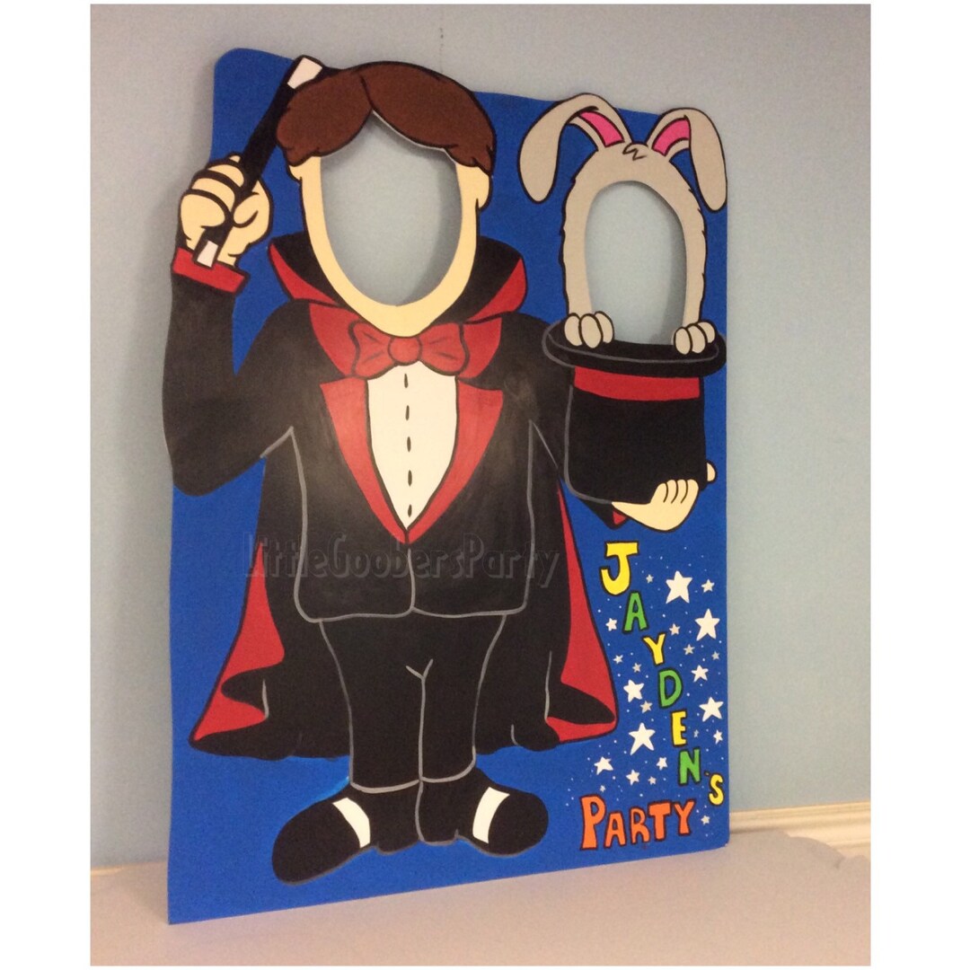 Magic Show Photo Prop . Personalized Magician and Rabbit Face in Hole ...