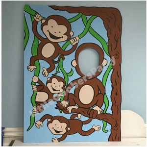 Monkey Birthday Party Prop, Jungle Cutout, Safari Face in Hole Photo ...