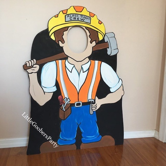Construction Worker Photo Booth Prop Stand-in wood 1 | Etsy