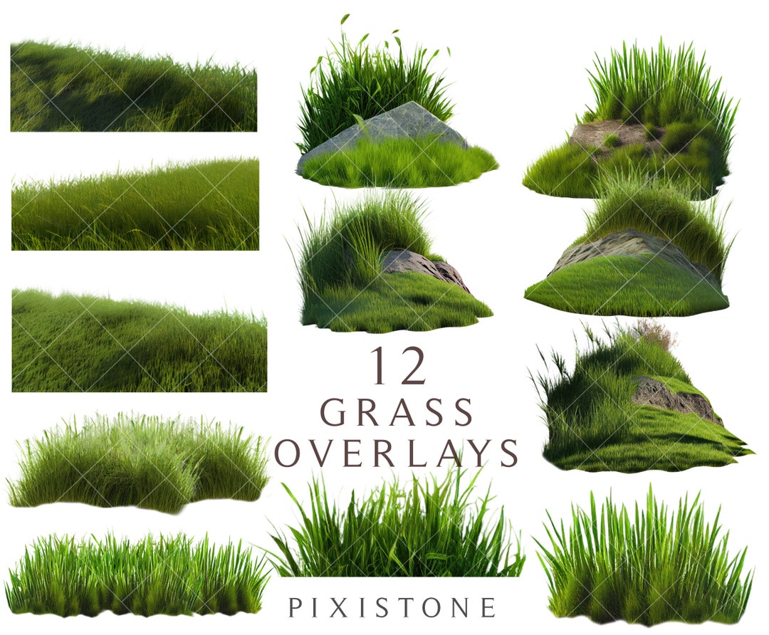 12 PNG Grass Overlay Bundle, Grassy Knoll Overlay, Photo Grass ...