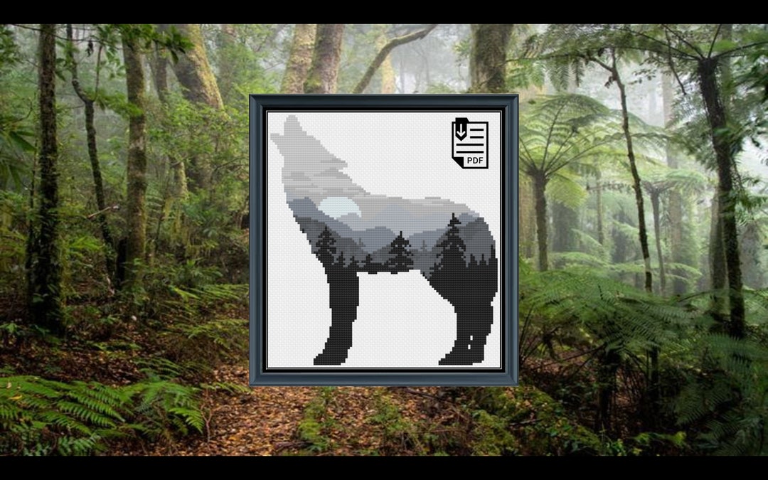 Woodland American Gray Wolf Cross Stitch PDF PATTERN | Chart | Instant ...
