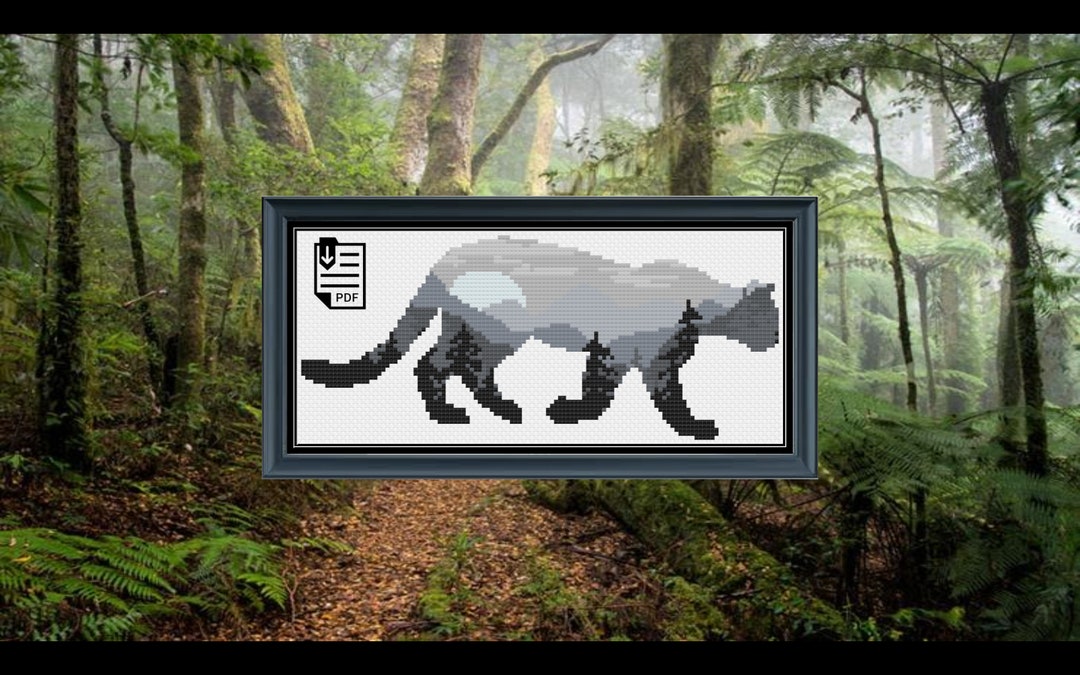 Woodland Cougar Cross Stitch PDF PATTERN | Chart | Instant Download ...