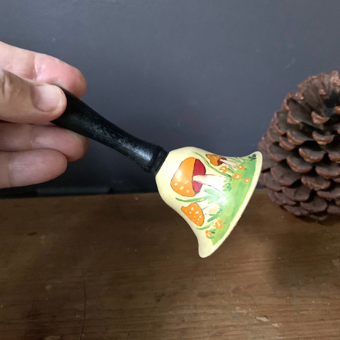 Small Hand Bell With Wooden Black Handle and Painted - Etsy