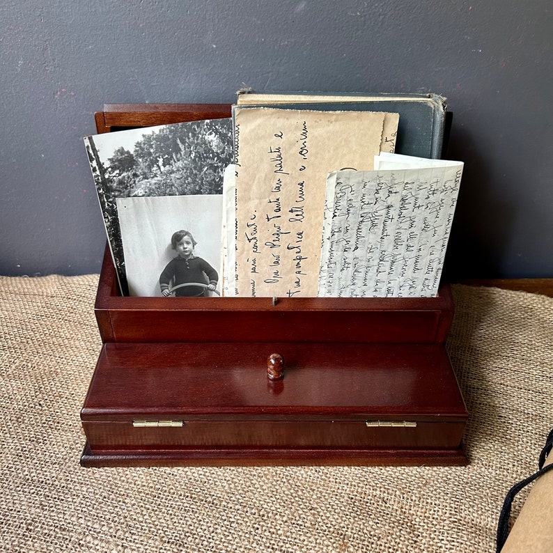 Vintage Desk Organizer Stationary Box, Letter and Photos Holder, Postal ...
