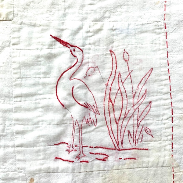 Redwork Quilt - Etsy