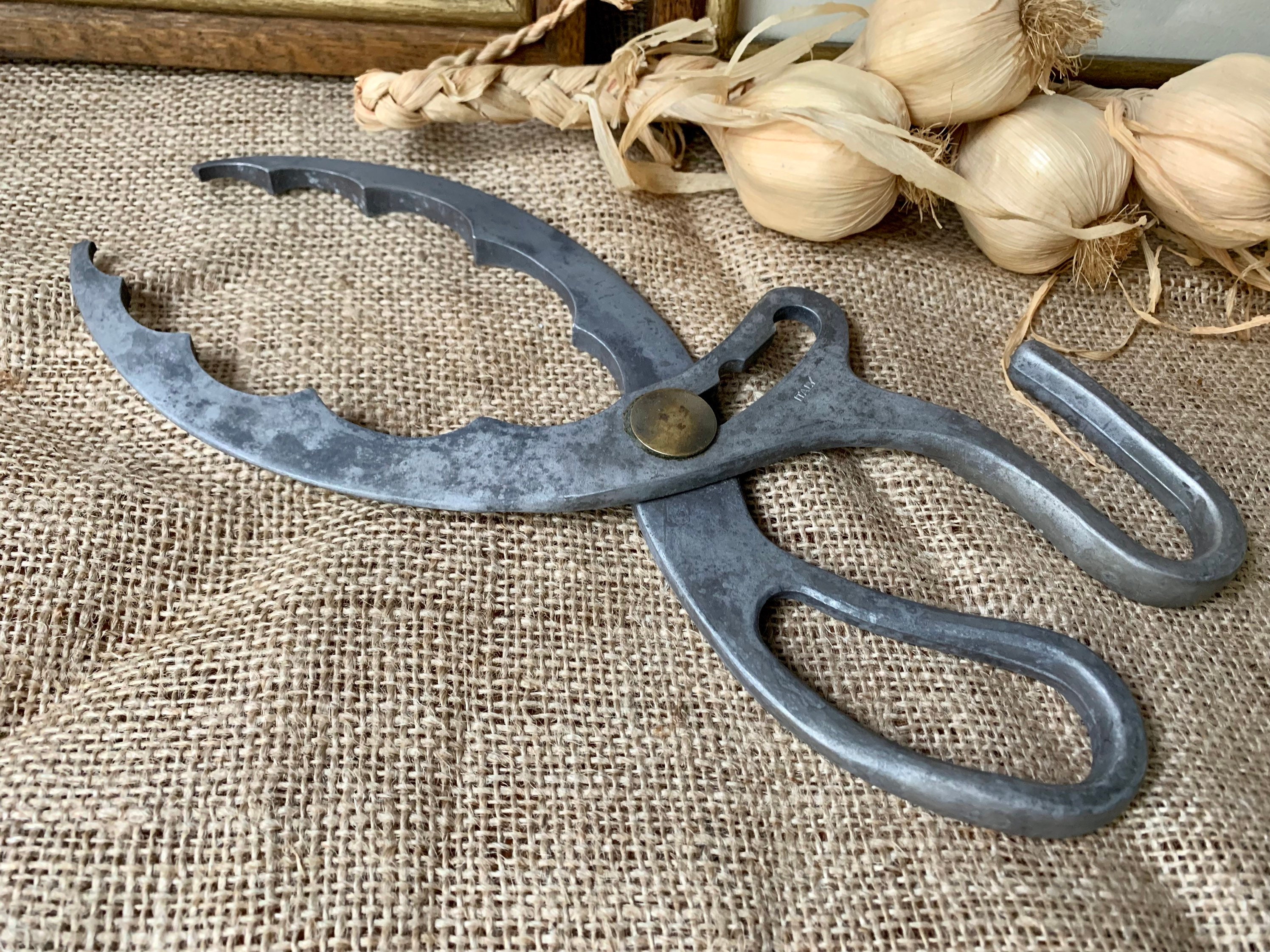 Vintage Roast Holding Tongs, Made in Italy, Metal Adjustable Scissors ...