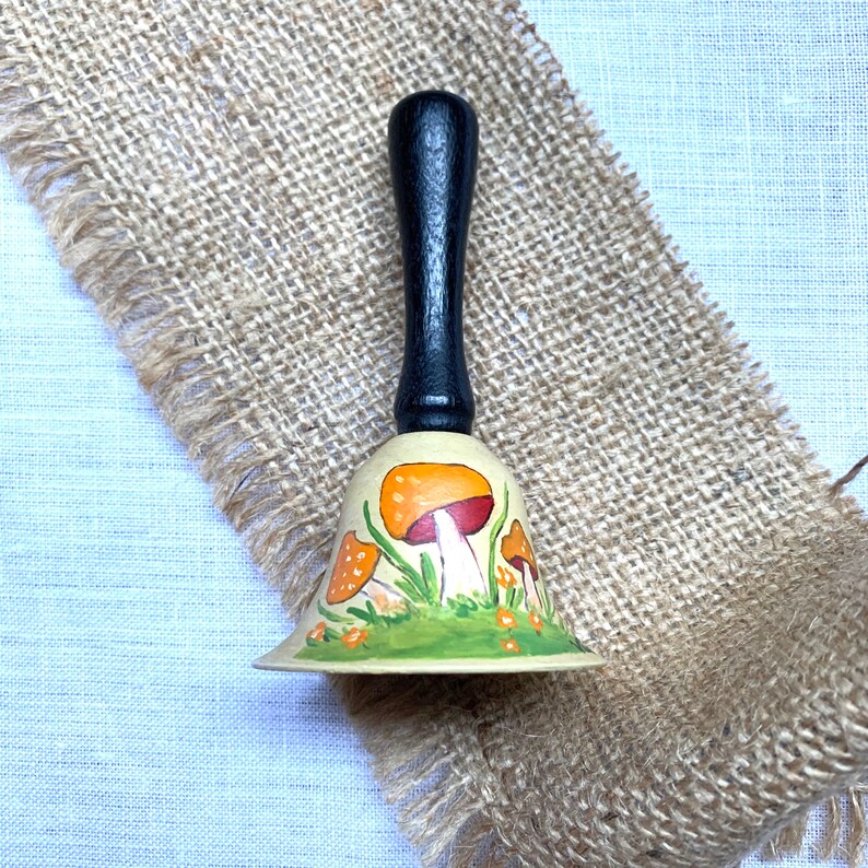 Small Hand Bell With Wooden Black Handle and Painted - Etsy