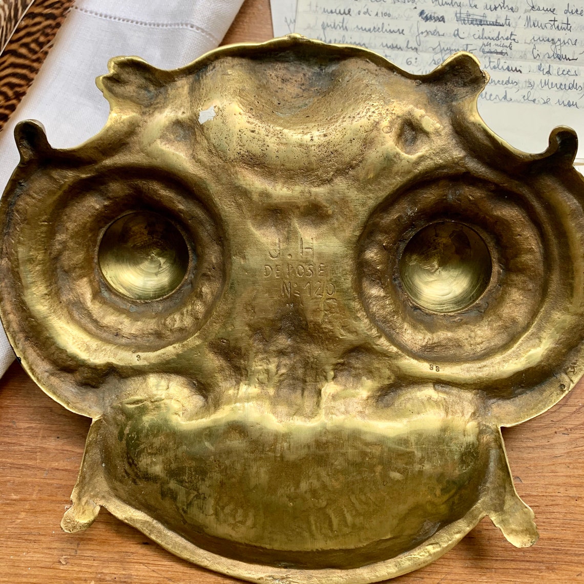 Antique French Ink and Pen Station I.H 120 Depose Brass | Etsy