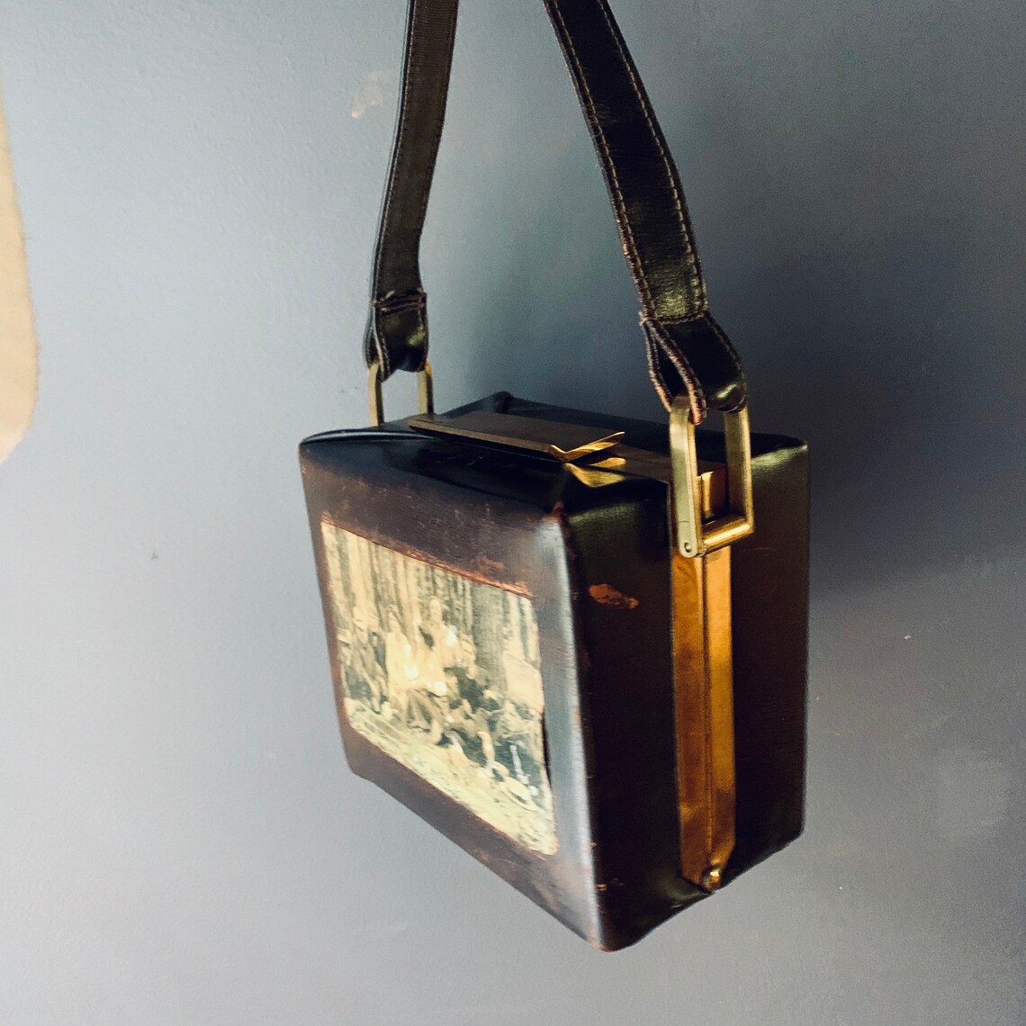 Vintage Hand Bag 1930-40 Leather Box Style Purse Very Chic - Etsy