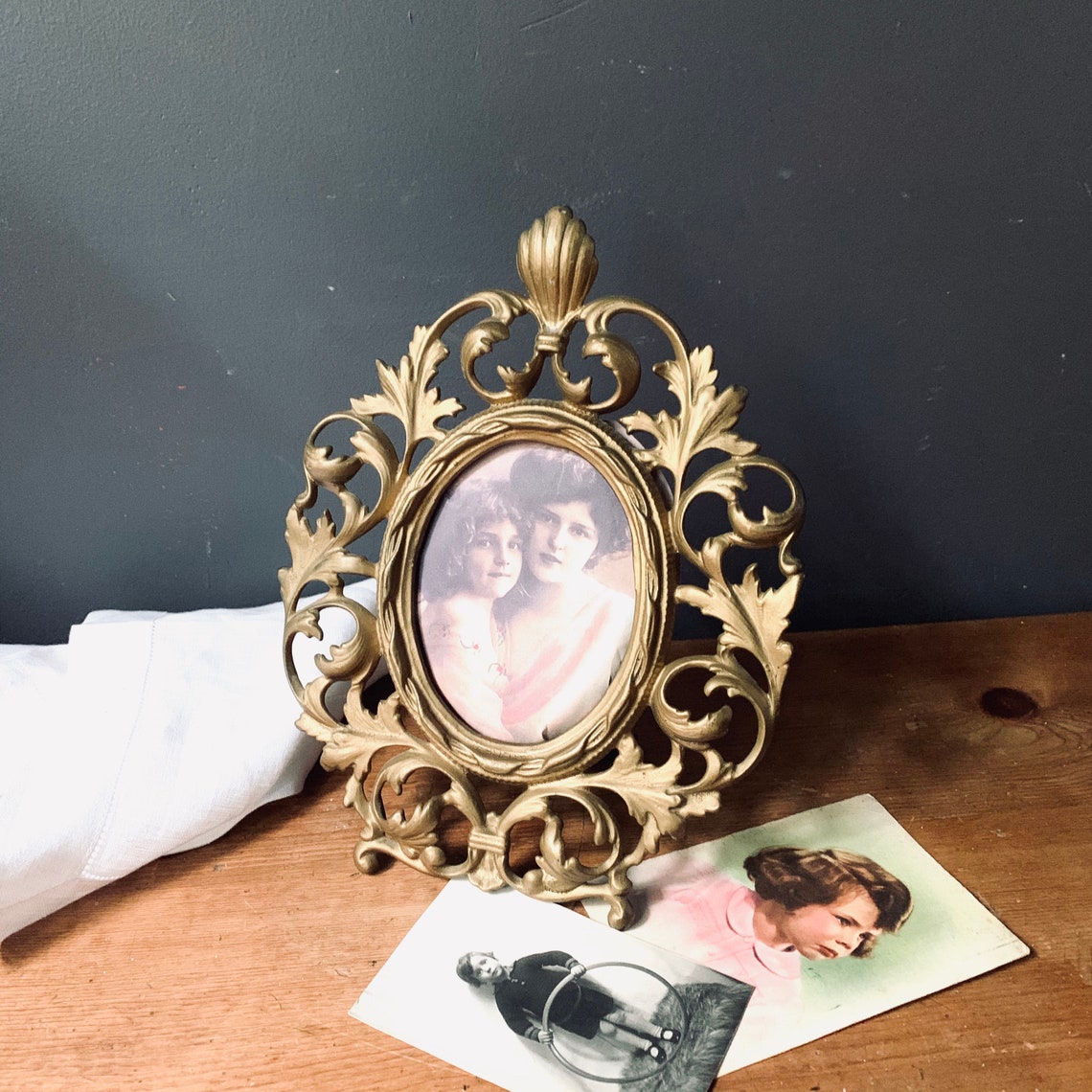Antique Oval Frame Decorative Brass Bronze Photo Frame Art - Etsy