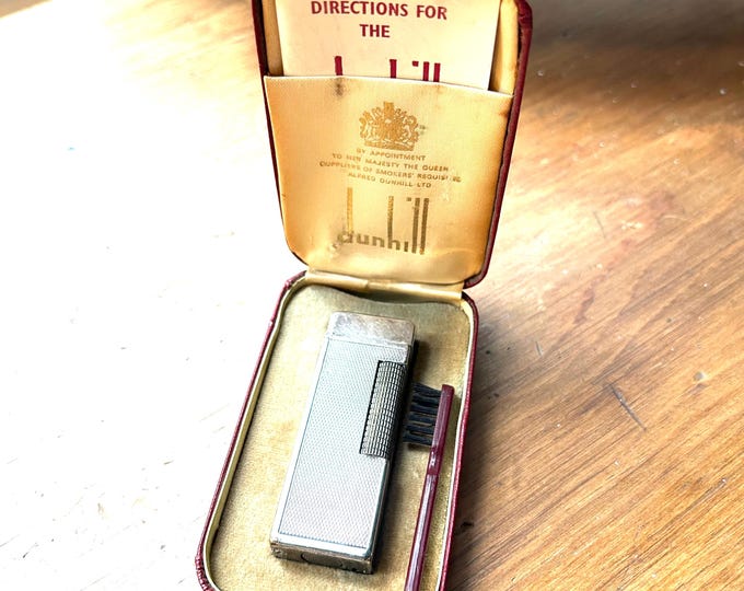 Vintage Dunhill Rollagas Lighter, Silver in Original Red Case, Made in ...