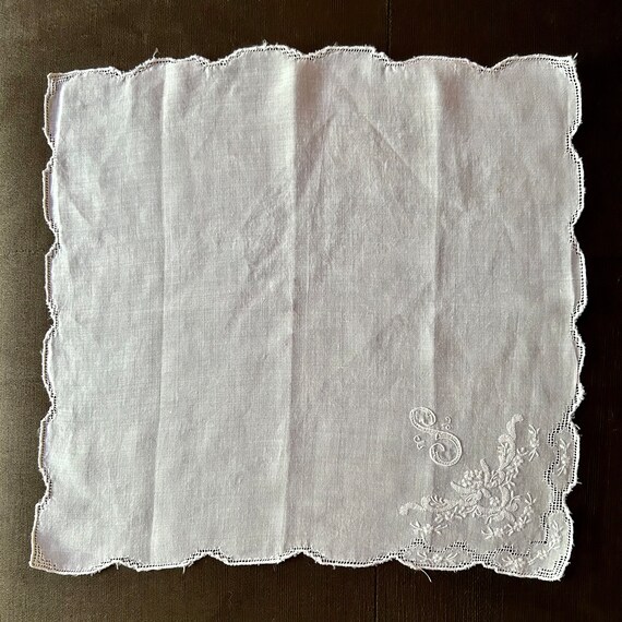 Vintage Linen Wedding Handkerchief, Hand Embroidery w… - Gem