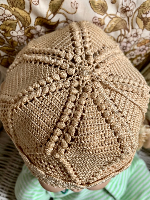 Antique Silk Crochet Cup, Hand Made, Baby Clothing - Gem