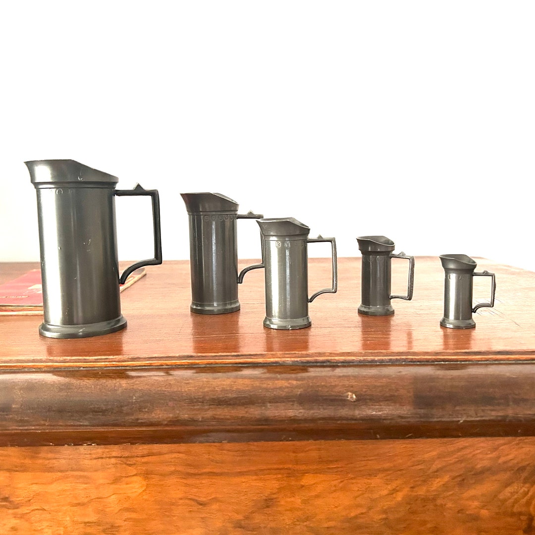 Vintage Pewter Measuring Cups, Metric Measurements, Old Dutch, Set of 5 ...