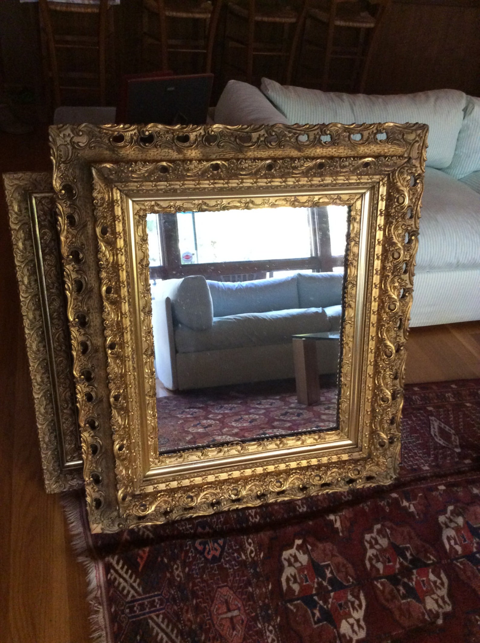 Magnificent Antique Gold Mirror Very Ornate Double Frame - Etsy