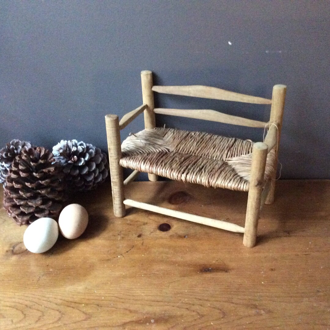 Vintage Doll Bench, Dollhouse Wooden Bench for Dolls Photo Display Prop ...