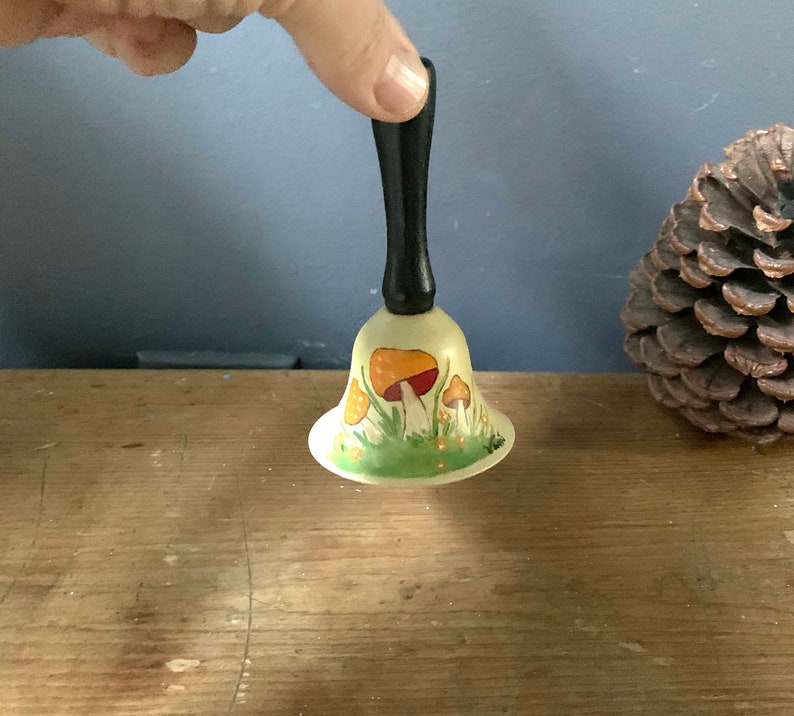 Small Hand Bell With Wooden Black Handle and Painted - Etsy