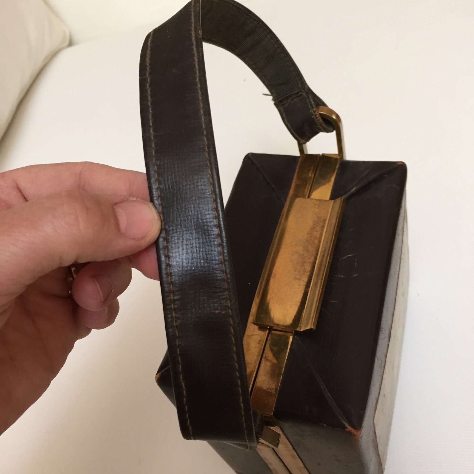 Vintage Hand Bag 1930-40 Leather Box Style Purse Very Chic - Etsy