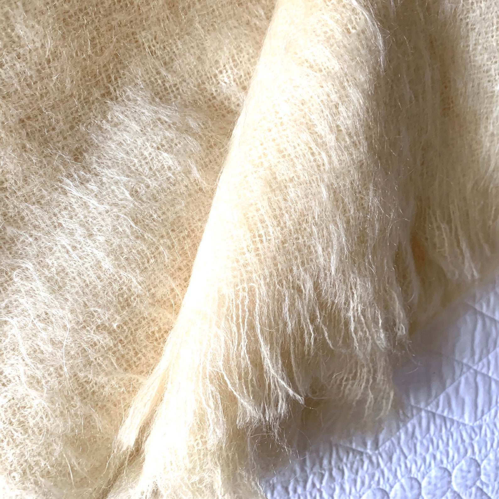 Beautiful Mohair Shawl in Cream Color Hand Made in Scotland - Etsy