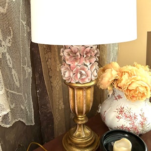 Beautiful Pink and Gold Porcelain Lamp With Raised Sculpted - Etsy