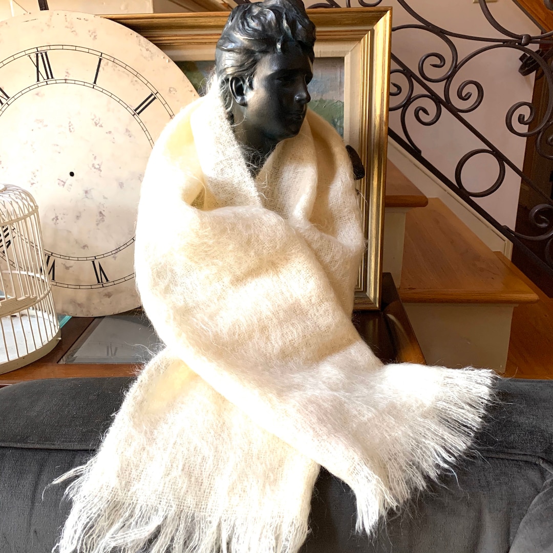 Beautiful Mohair Shawl in Cream Color, Hand Made in Scotland, Great ...