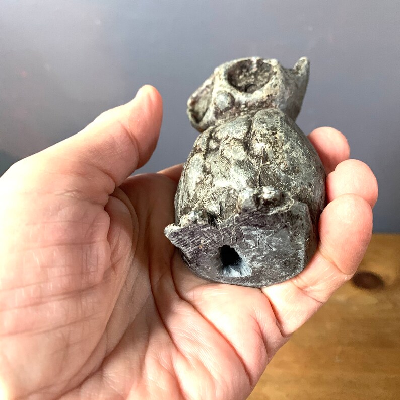 Owl Sculpture Paperweight, Extremely Heavy Metal or Rock Figurine ...