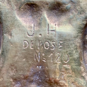 Antique French Ink and Pen Station, I.H 120 Depose, Brass Ornate Art ...