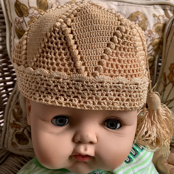 Antique Silk Crochet Cup, Hand Made, Baby Clothing - Gem