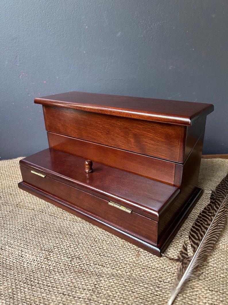 Vintage Desk Organizer Stationary Box, Letter and Photos Holder, Postal ...