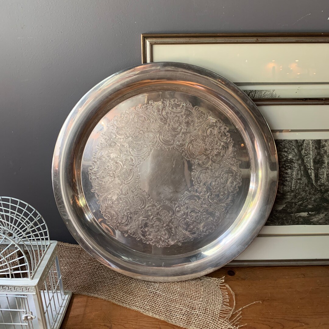 Vintage Gorham Round Silver Tray Very Large 21 in Diameter - Etsy