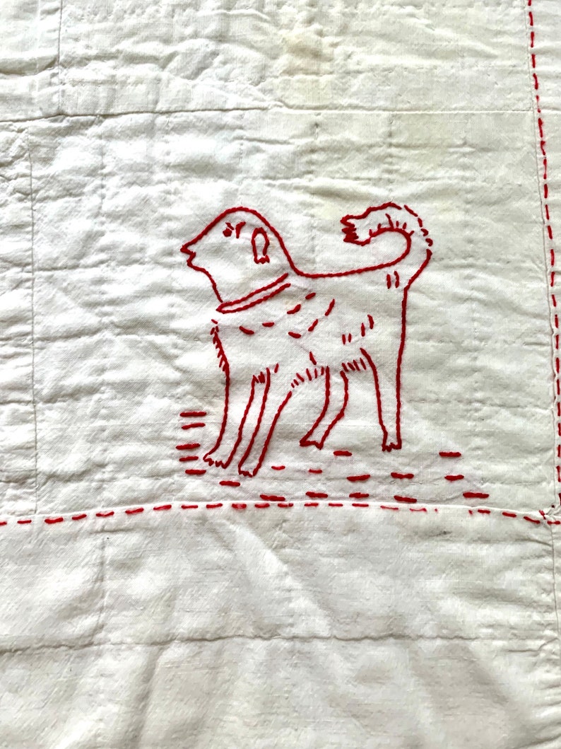 Vintage Redwork Baby Quilt Antique Hand Embroidered Blanket - Etsy