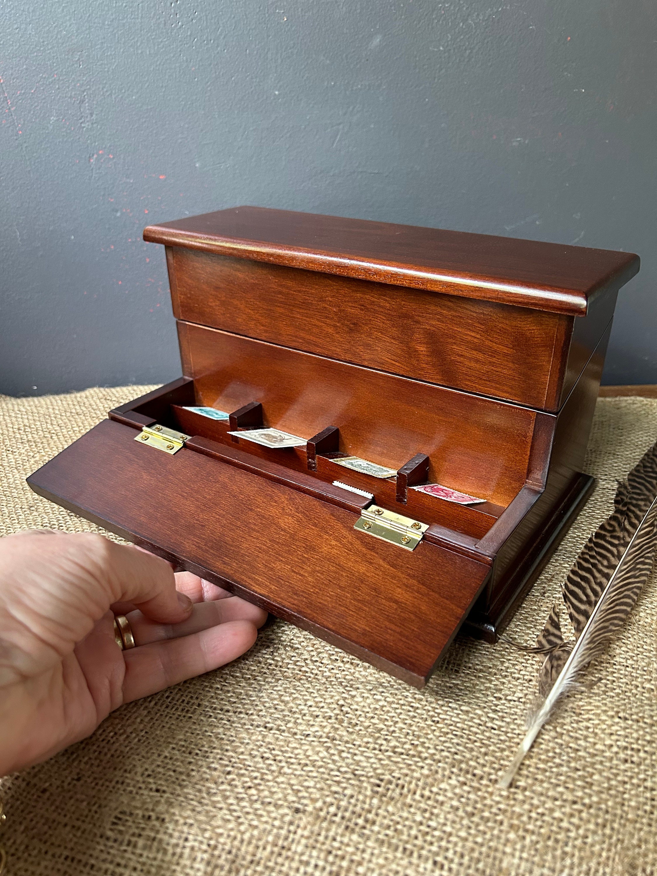 Vintage Desk Organizer Stationary Box, Letter and Photos Holder, Postal ...