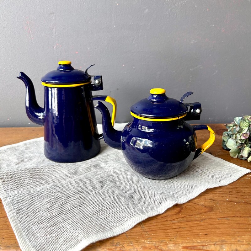 Blue Enamel Teapot - Etsy