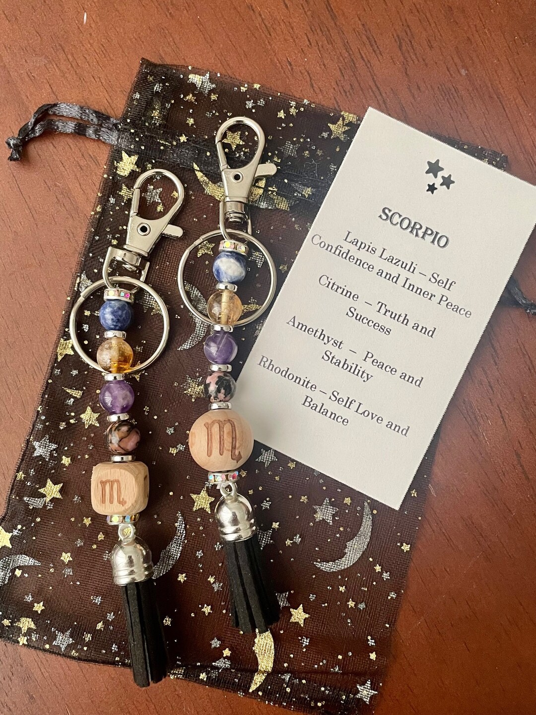 Scorpio Zodiac Crystal Key Chain - Healing Crystals Gift - Etsy