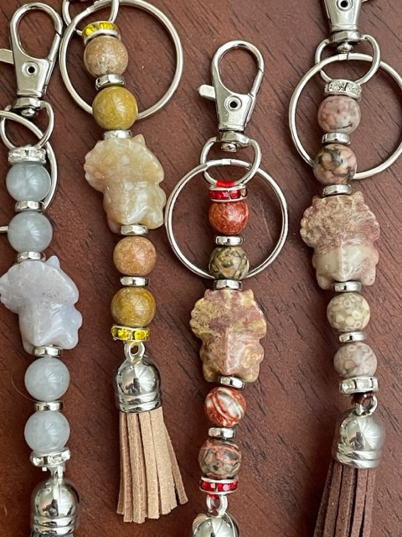 Triceratops Dinosaur Keychain/bag Charm Dino Coral Jade - Etsy