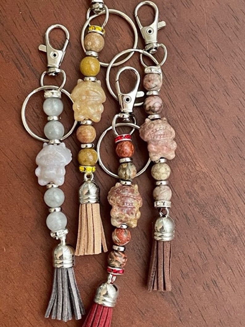 Triceratops Dinosaur Keychain/bag Charm Dino Coral Jade - Etsy