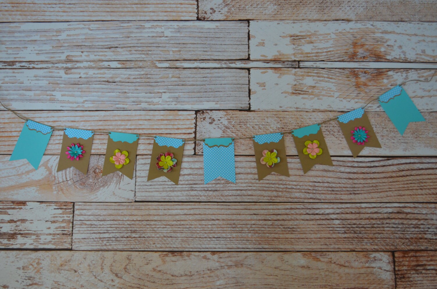 Paper Banner Kit 5 Feet Long Floral Kraft DIY Paper Kit Paper Crafts ...