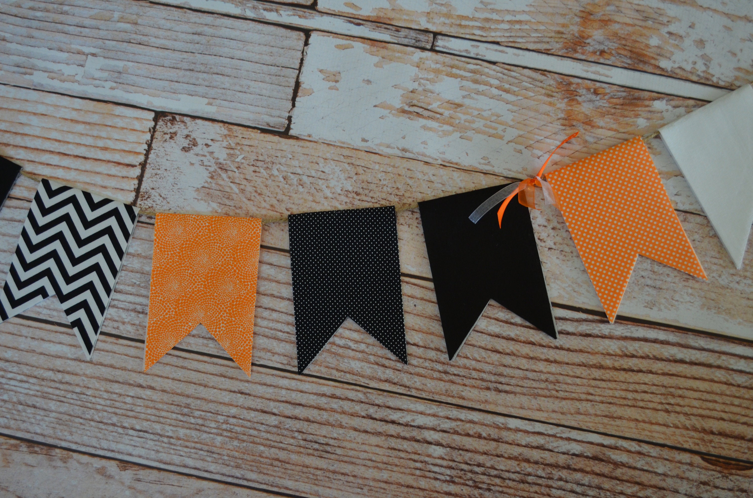 Halloween Bunting Orange, Black and White, 7-8 Foot Length, Party Decor ...
