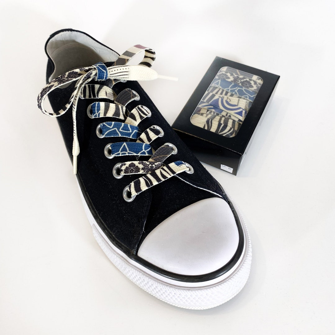 Shoelaces, 100 Cm Long, blue-black Pattern Mix, Unique Items, Hand ...