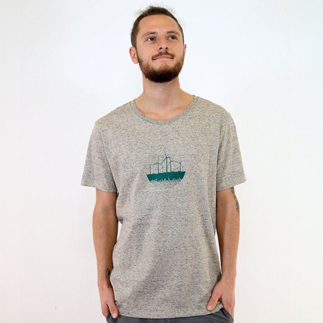 T-shirt, Wind Power, Sand Gray Mottled, Sustainable, Wind Turbine, Men ...