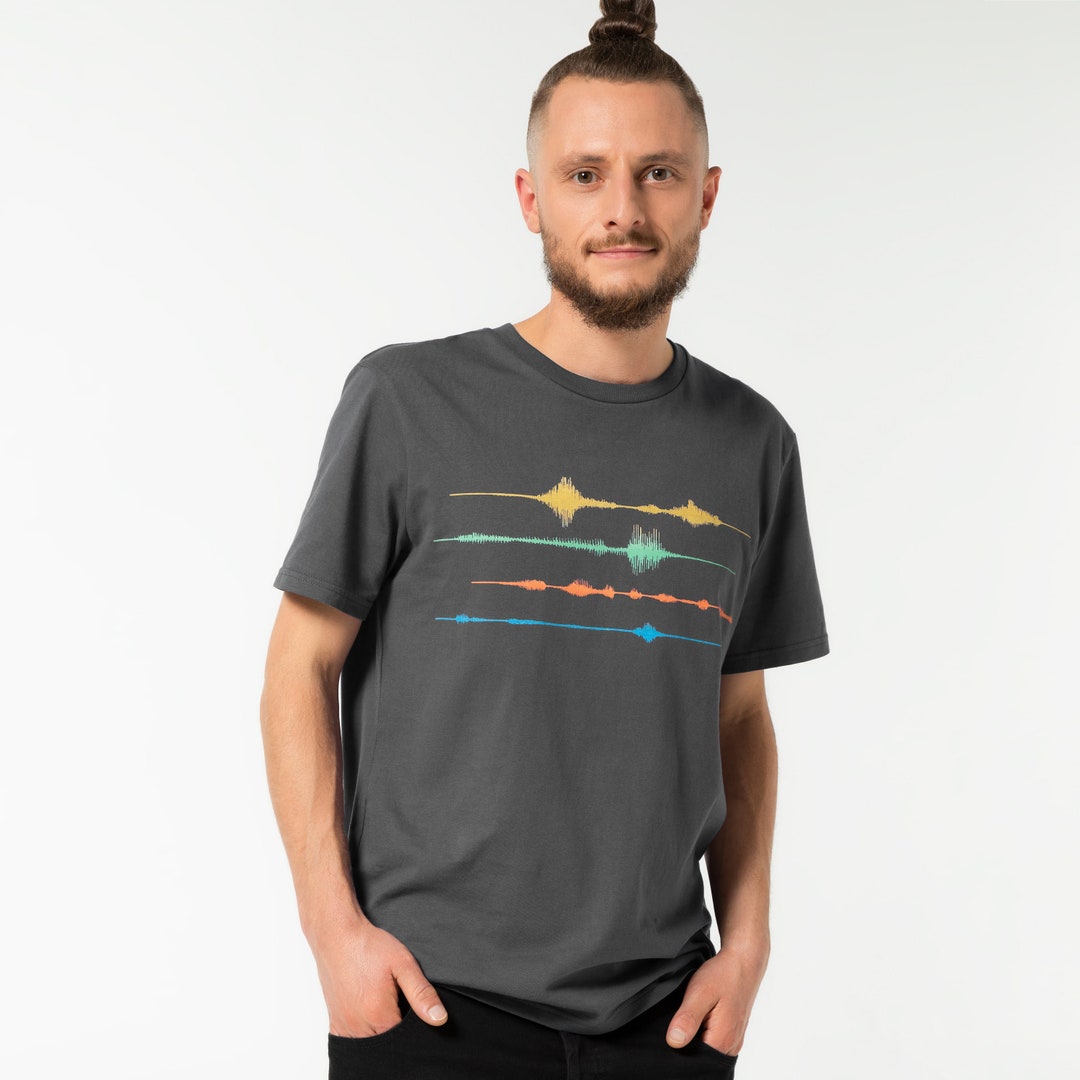 T-shirt in Grey, Sound Wave, Frequency, Music, Printed, Men, Short ...