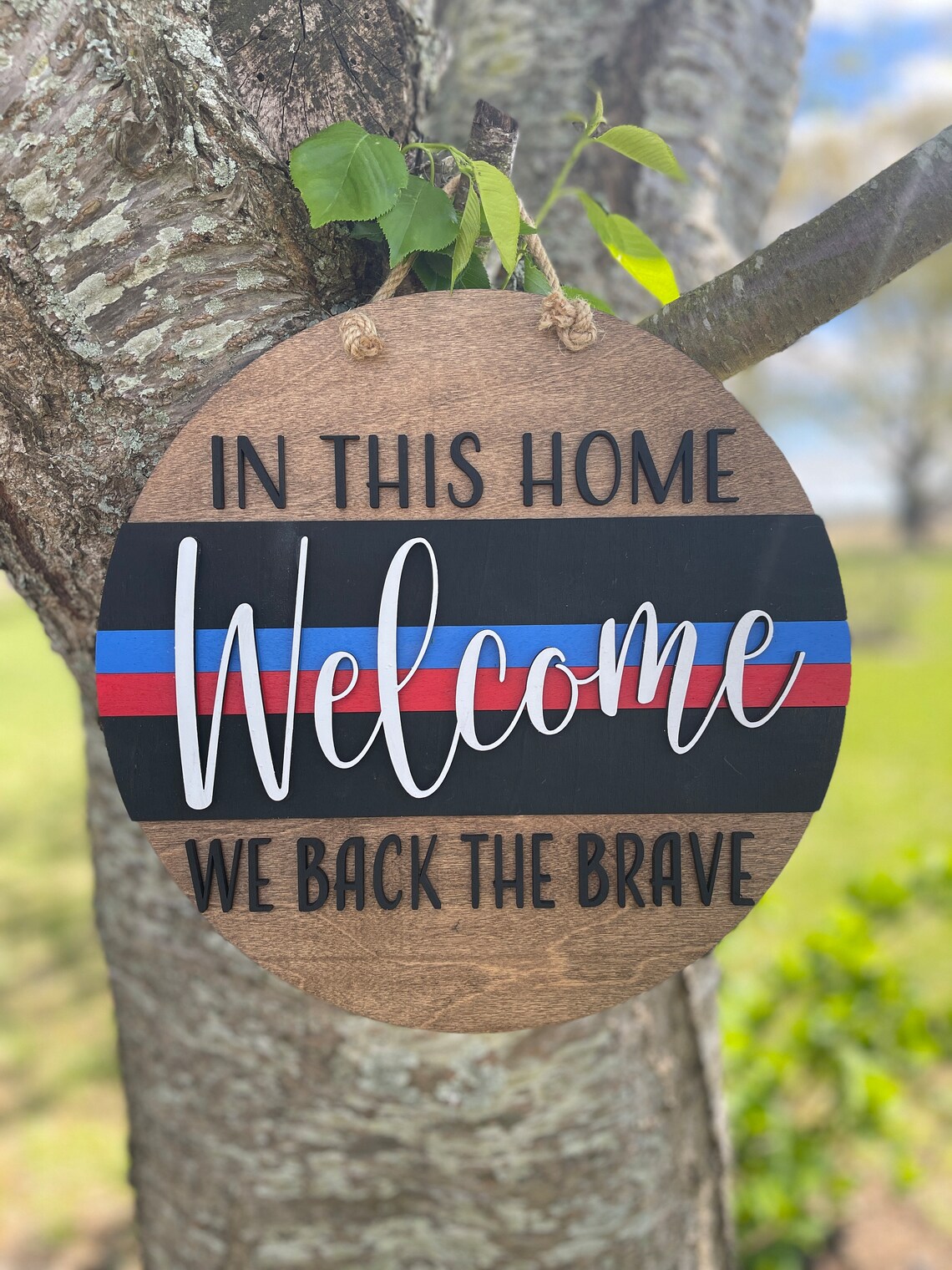 Wooden First Responder 'back the Brave' Door Hanger First Responder ...