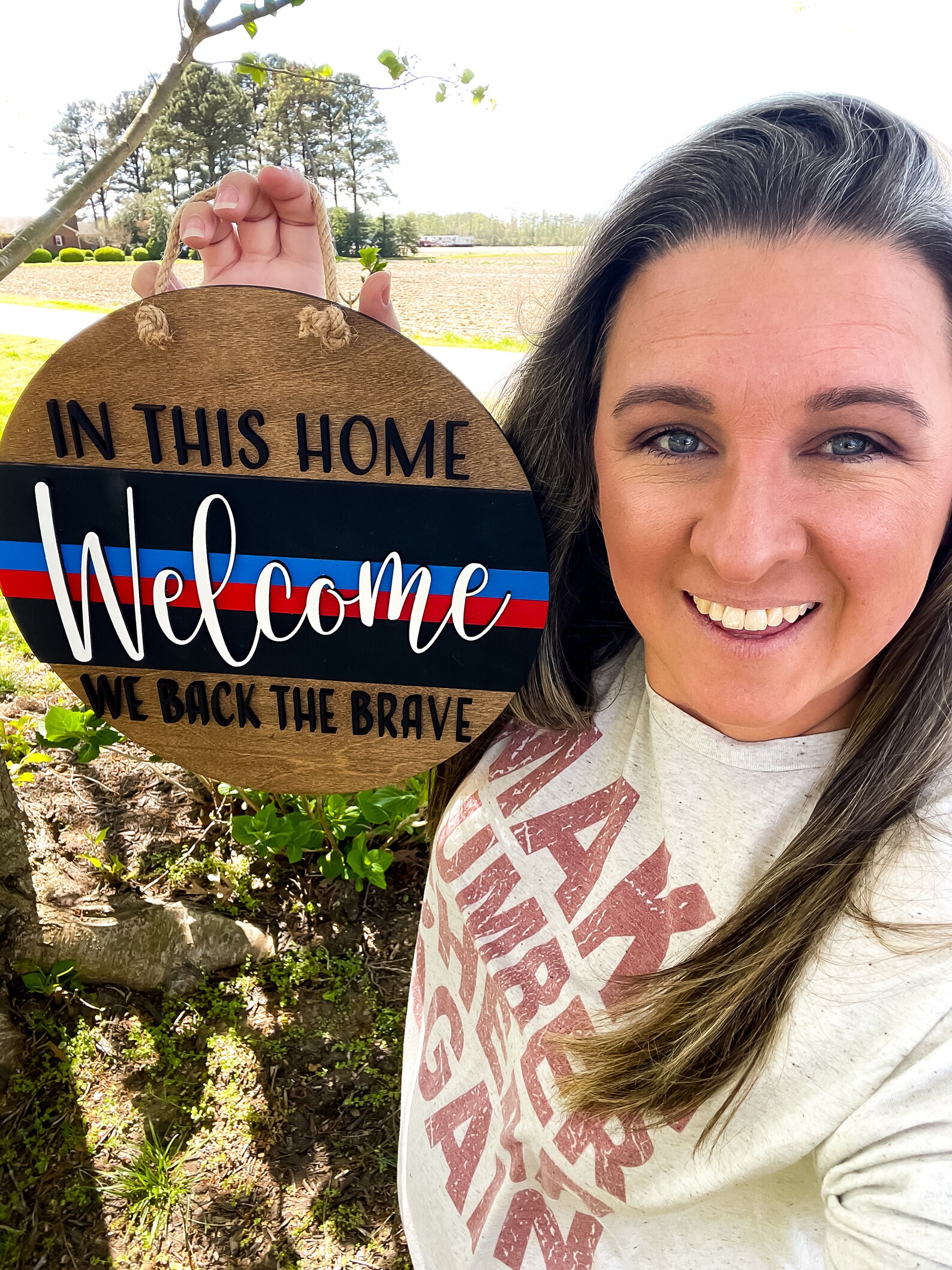 Wooden First Responder 'back the Brave' Door Hanger First Responder ...