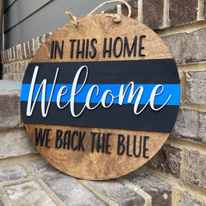 Wooden Police 'back the Blue' Door Hanger: Law Enforcement Support ...